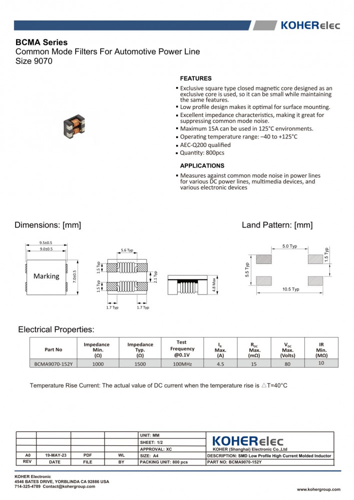 BCMA9070-152Y datasheet page 1