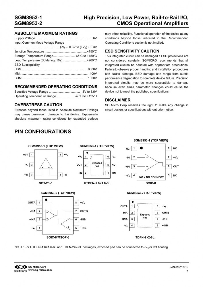 SGM8953 datasheet page 3