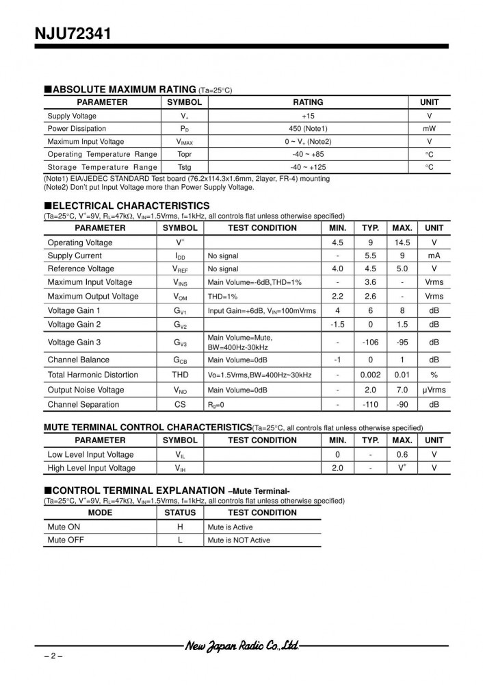NJU72341 technical document page 2