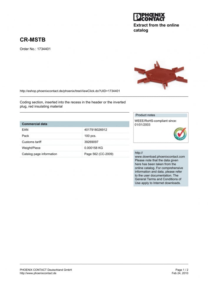 Phoenix Contact 1734401 technical document page 1