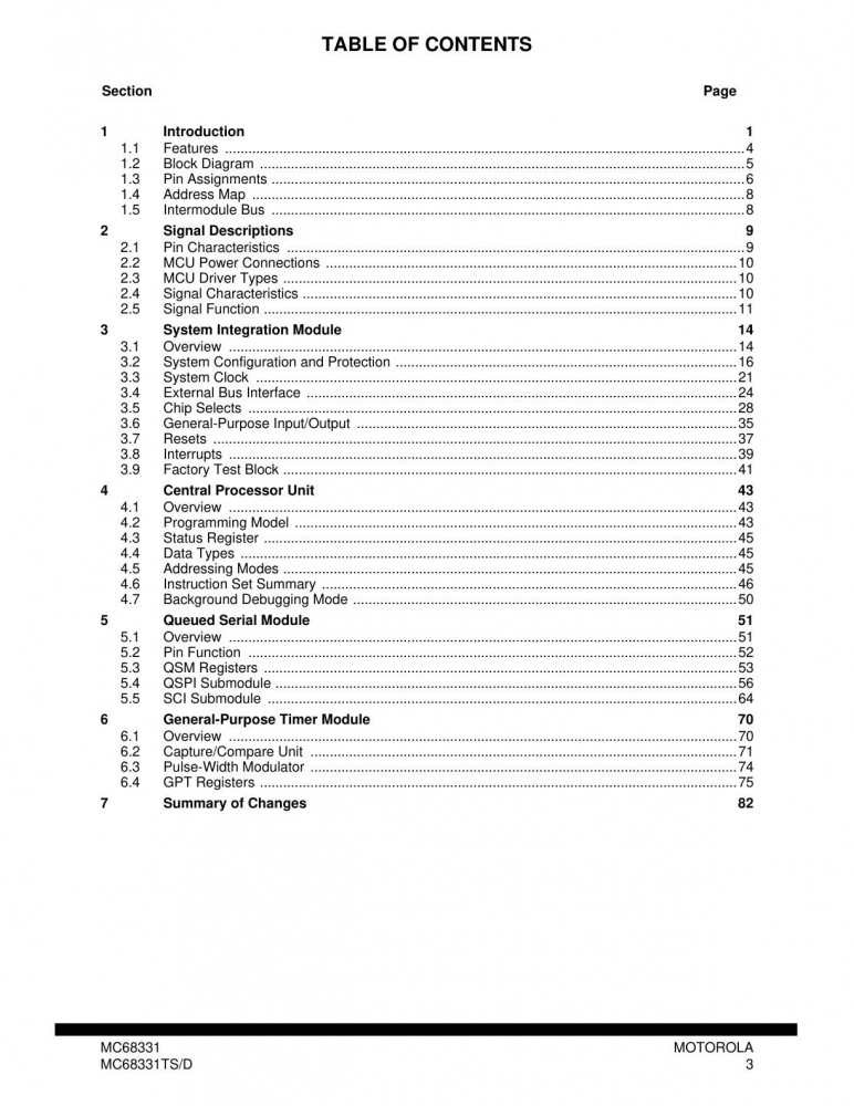 MC68331 technical summary page 3