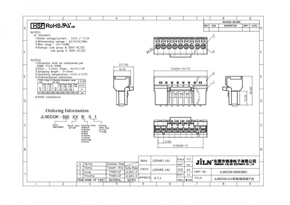JL9EDGK-50009B01 drawing page 1