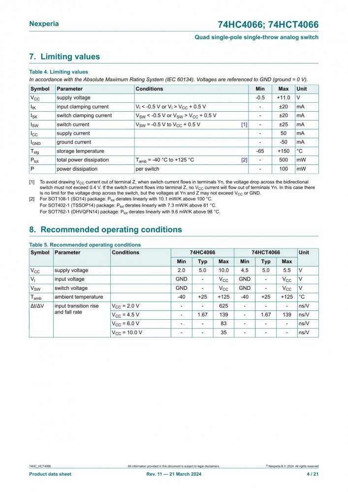 74HCT4066 datasheet page 4