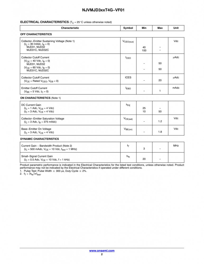 NJVMJD32CT4G-VF01 datasheet page 2