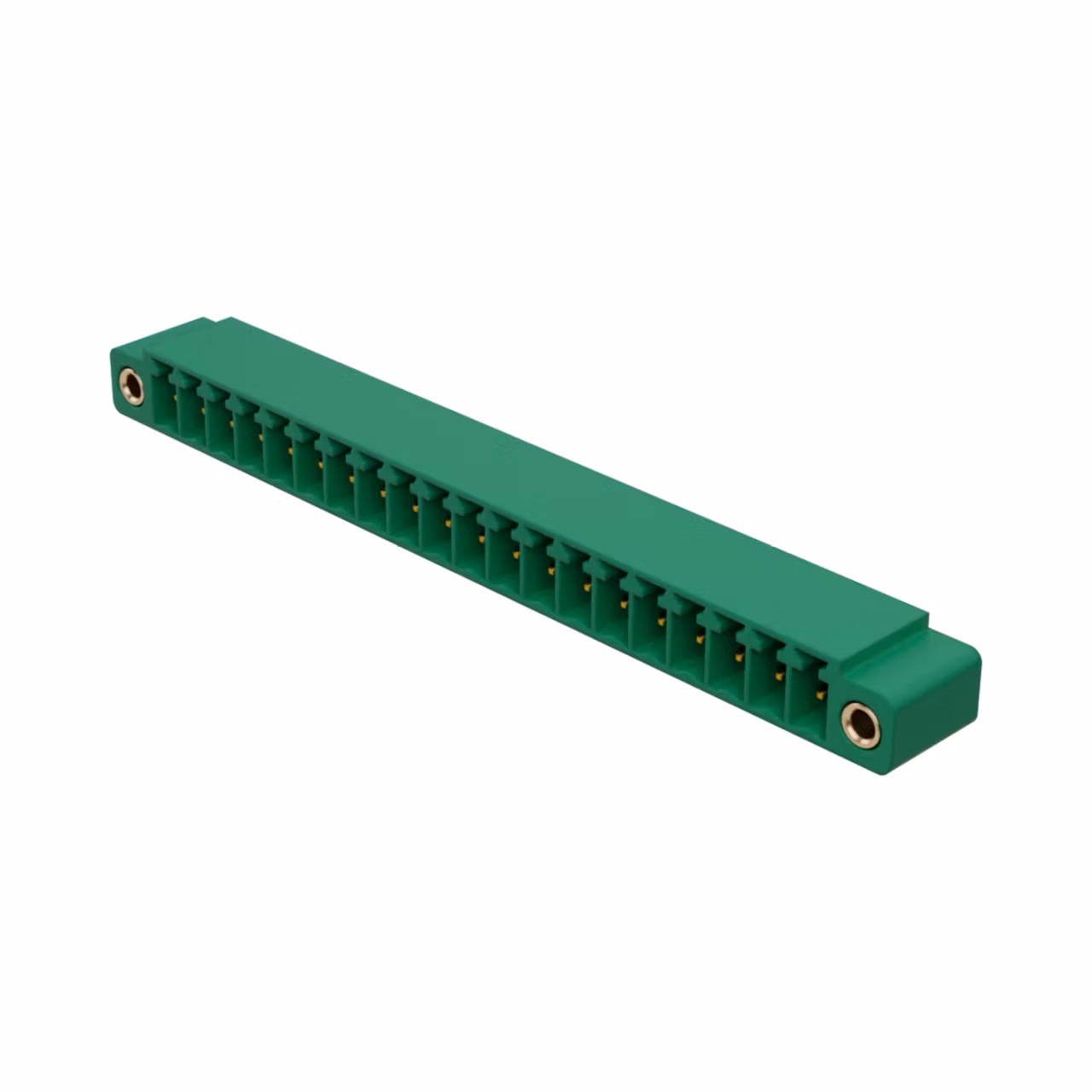 3.50mm Pitch Eurostyle Right-Angle PCB Header, with Threaded Retention Inserts, Green Housing, Gold (Au) Plated, 20 Circuits for sale