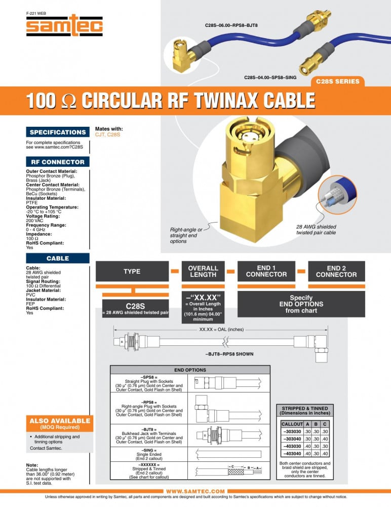 Samtec C28S technical document page 1