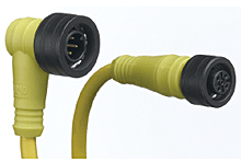 Ultra-Lock (M12) In-Line Splitter, 4 Poles, 3-Female (Straight) to 4-Male (90°), 0.34mm² TPE Cable, 0.30m Length