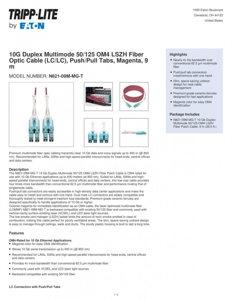 N821-09M-MG-T technical document page 1