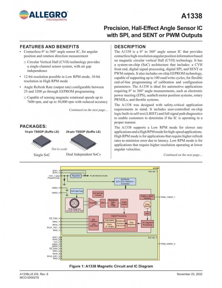 A1338 datasheet page 1