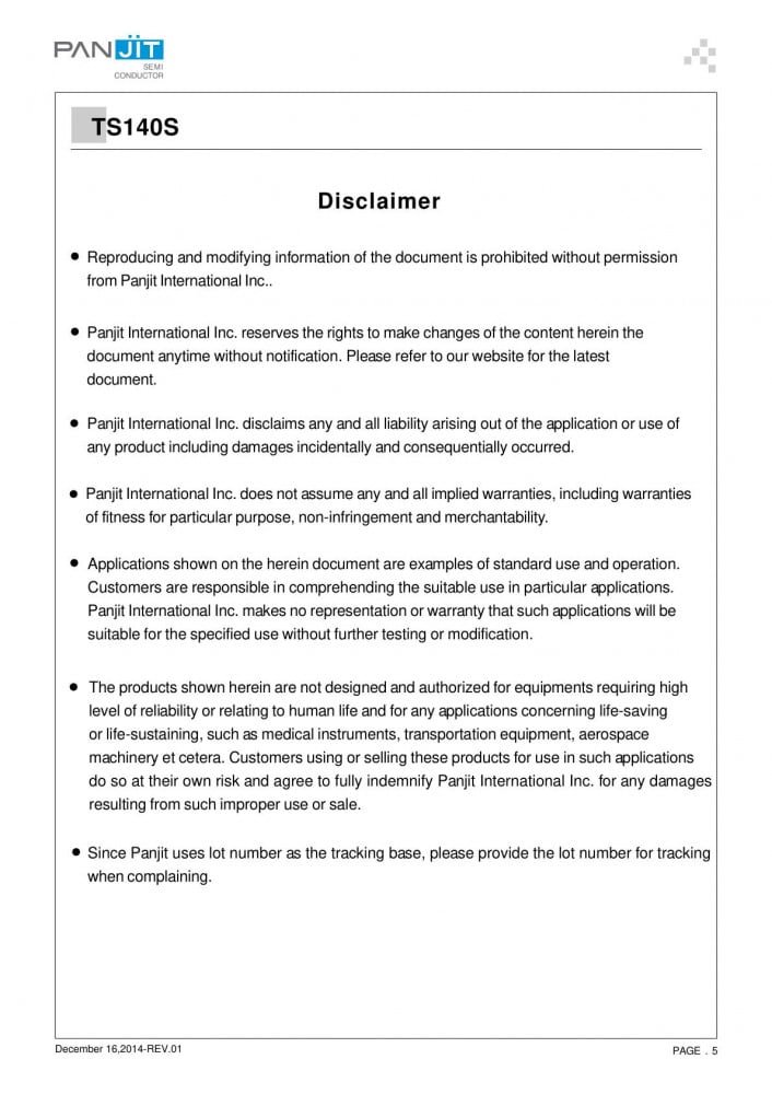 TS140S datasheet page 5