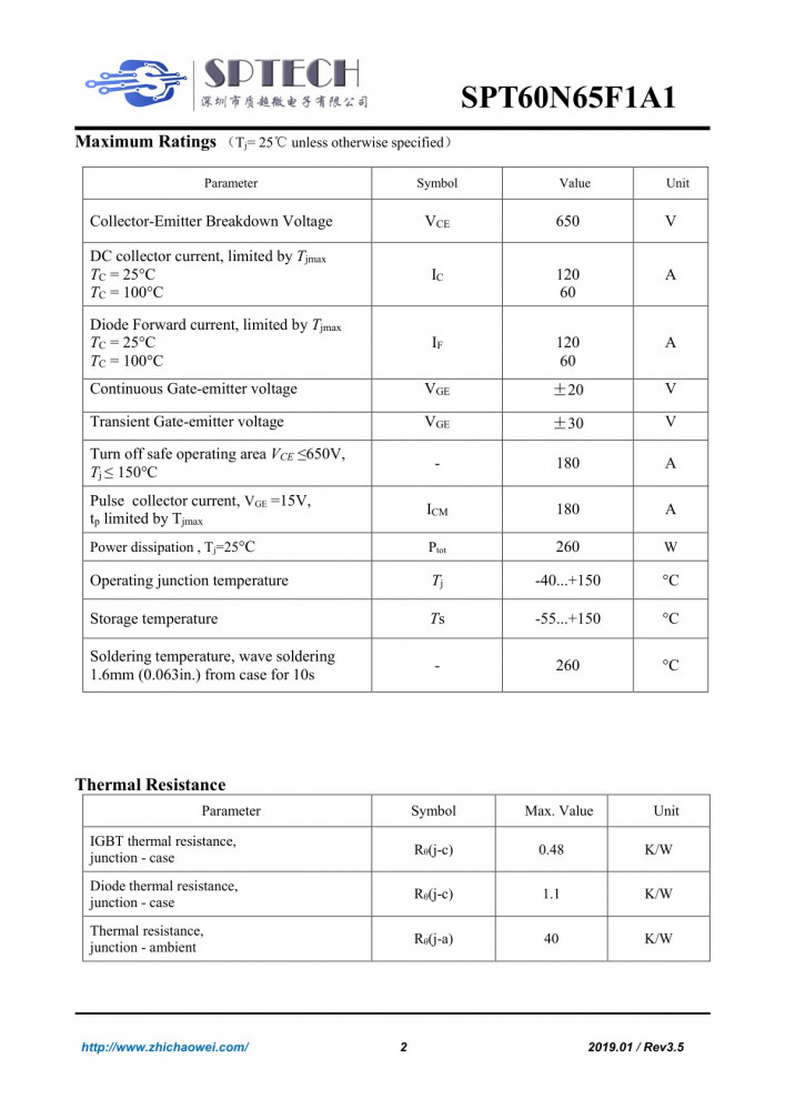 SPT60N65F1A1 datasheet page 2
