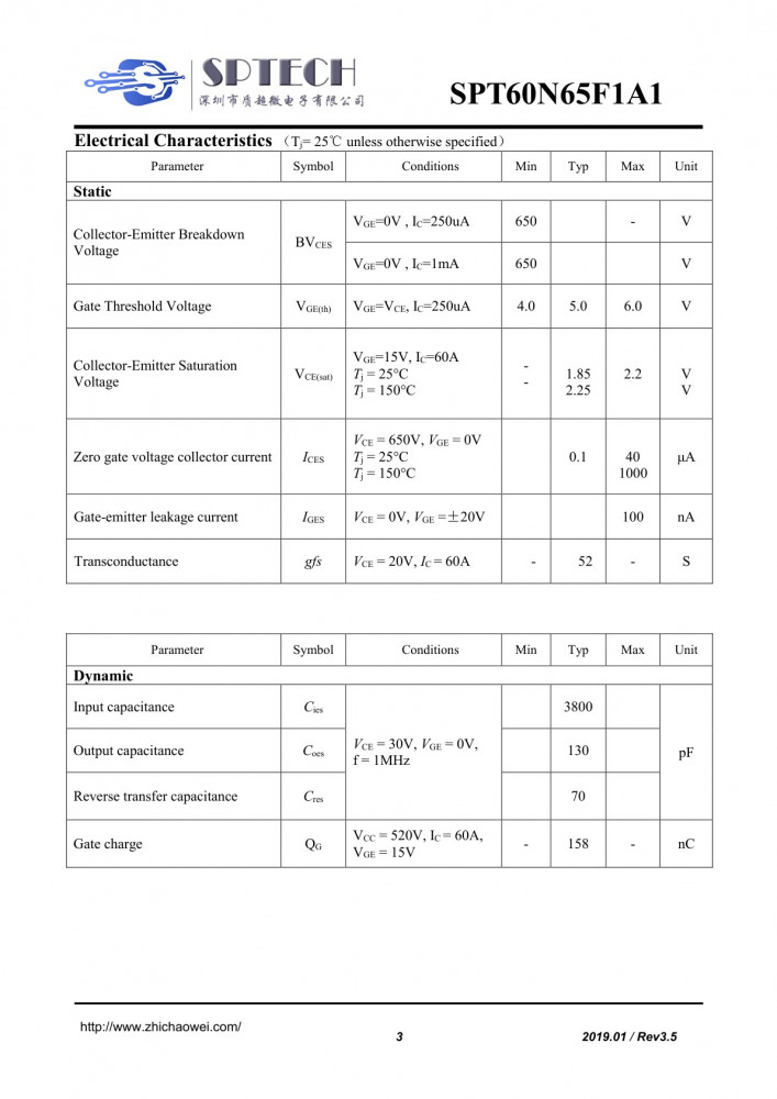 SPT60N65F1A1 datasheet page 3