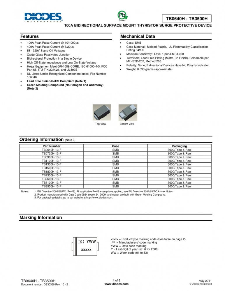 TB3500H-13-F datasheet page 1
