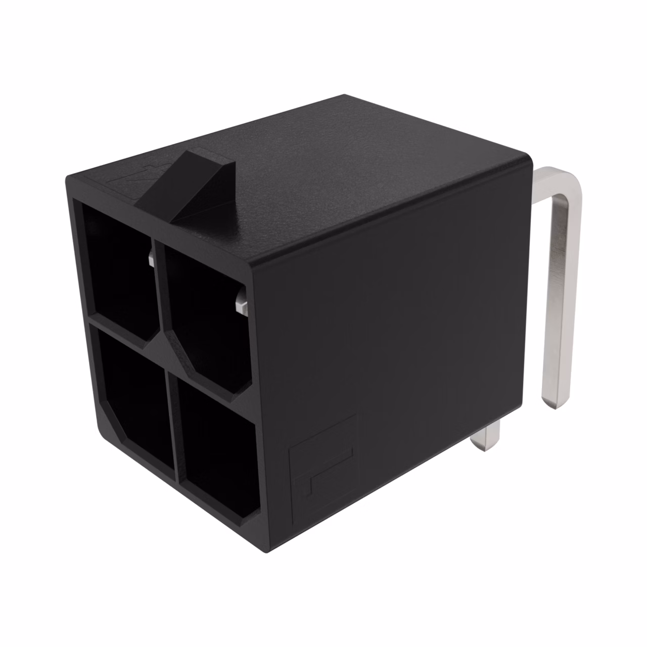 Mega-Fit Right-Angle Header, 5.70mm Pitch, Through Hole, Dual Row, 4 Circuits, Matte Tin (Sn) Plating, 3.60mm Tail Length, Glow-Wire Capable, Tape and Reel, Black for sale
