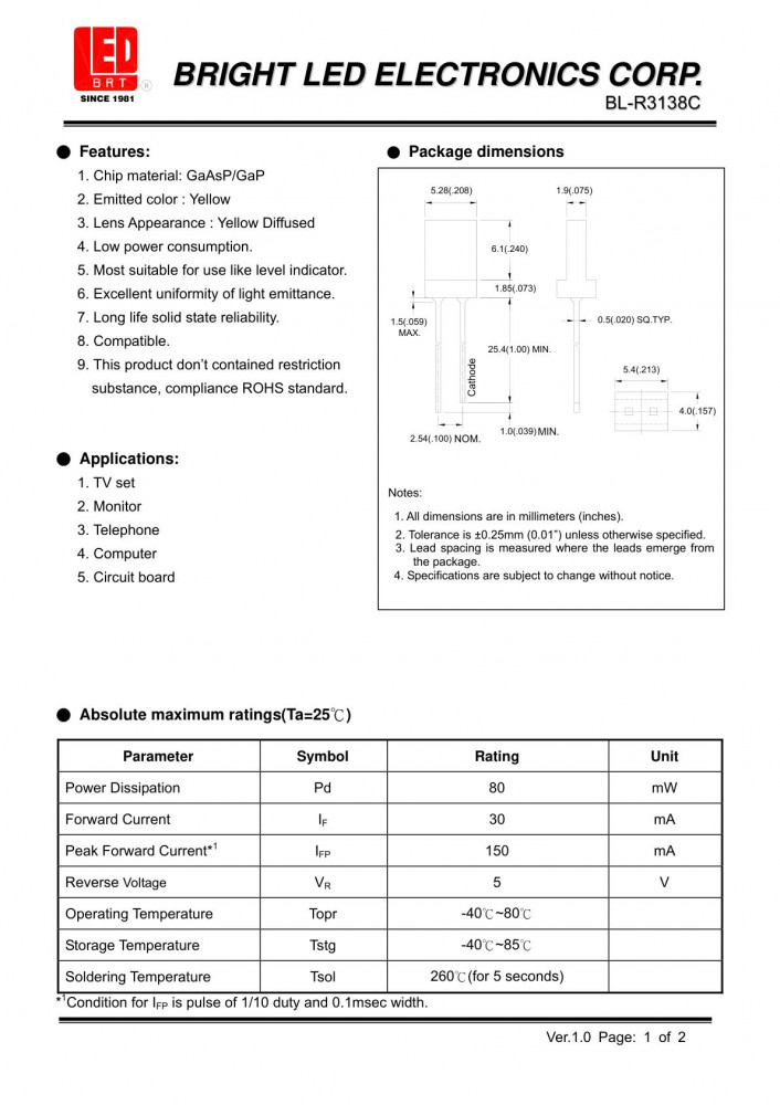 BL-R3138C datasheet page 1