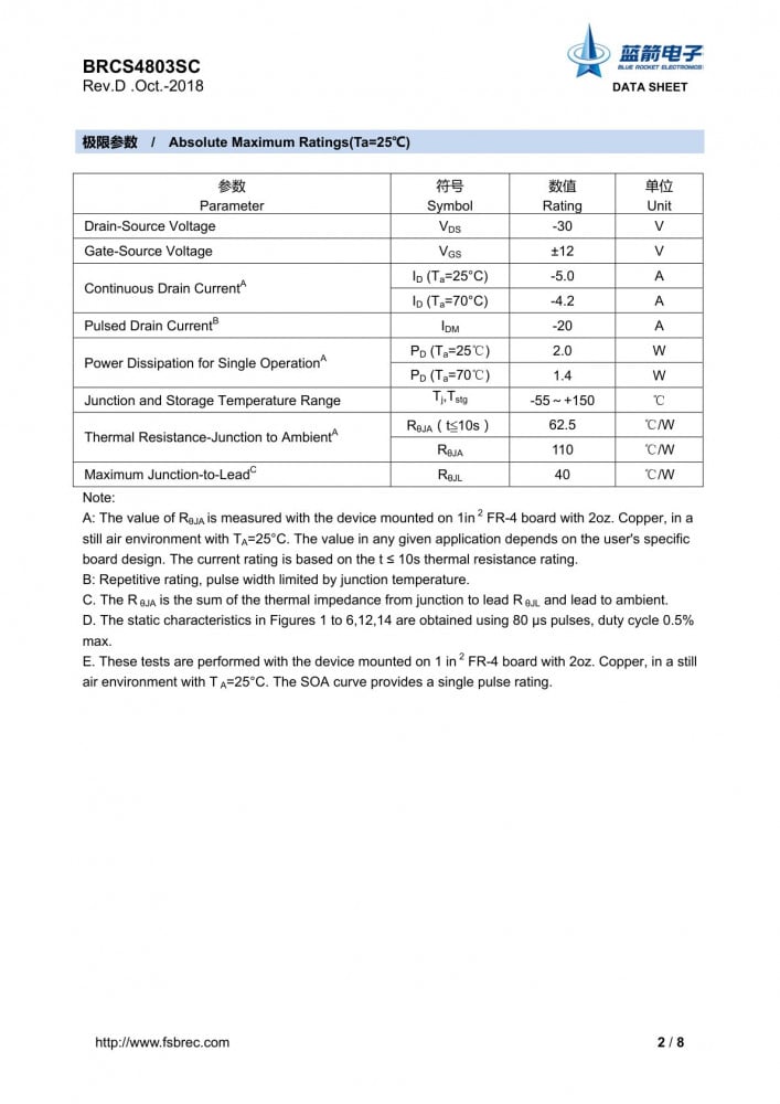 BRCS4803SC datasheet page 2