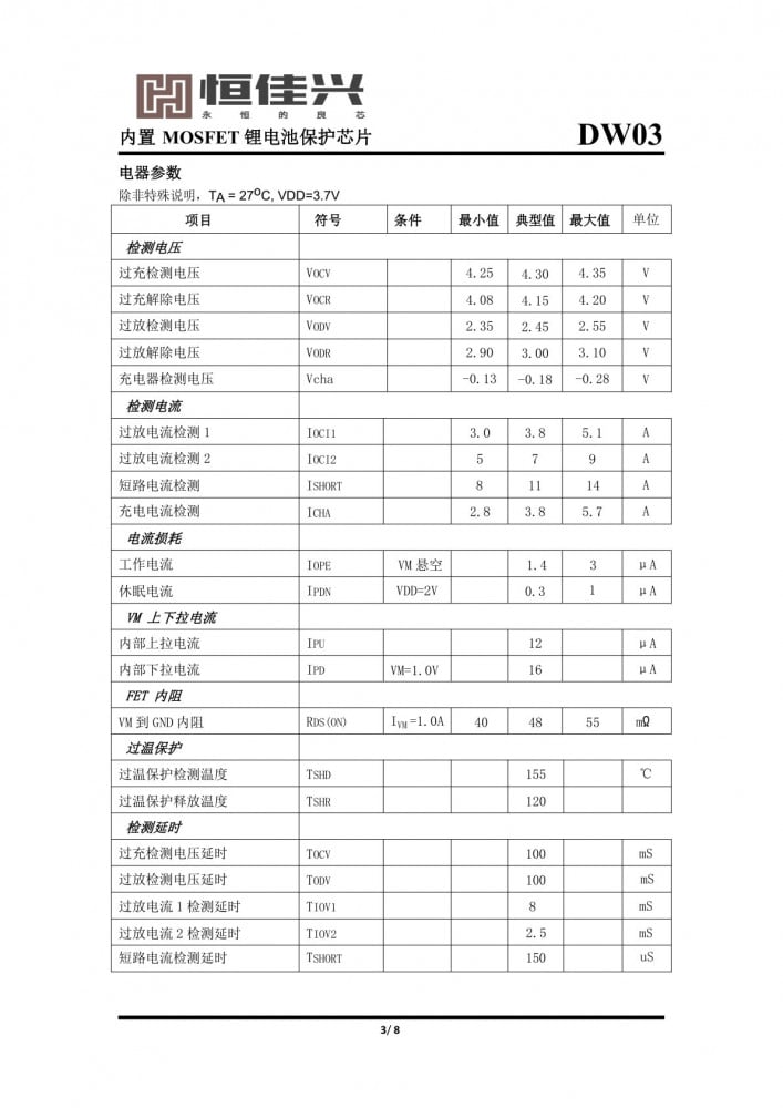 DW03 datasheet page 3