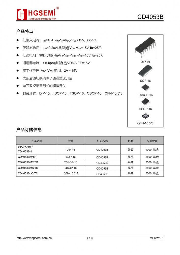 CD4053BM/TR datasheet page 1