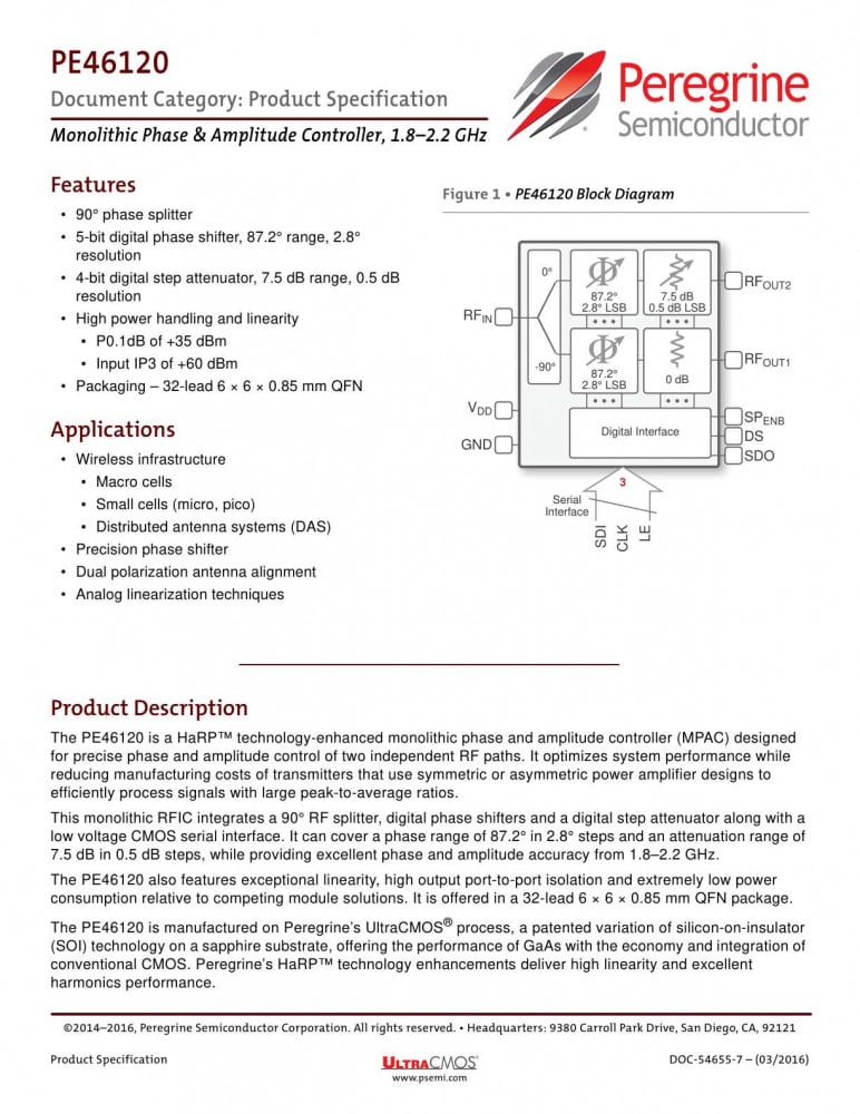 PE46120A-X datasheet page 1
