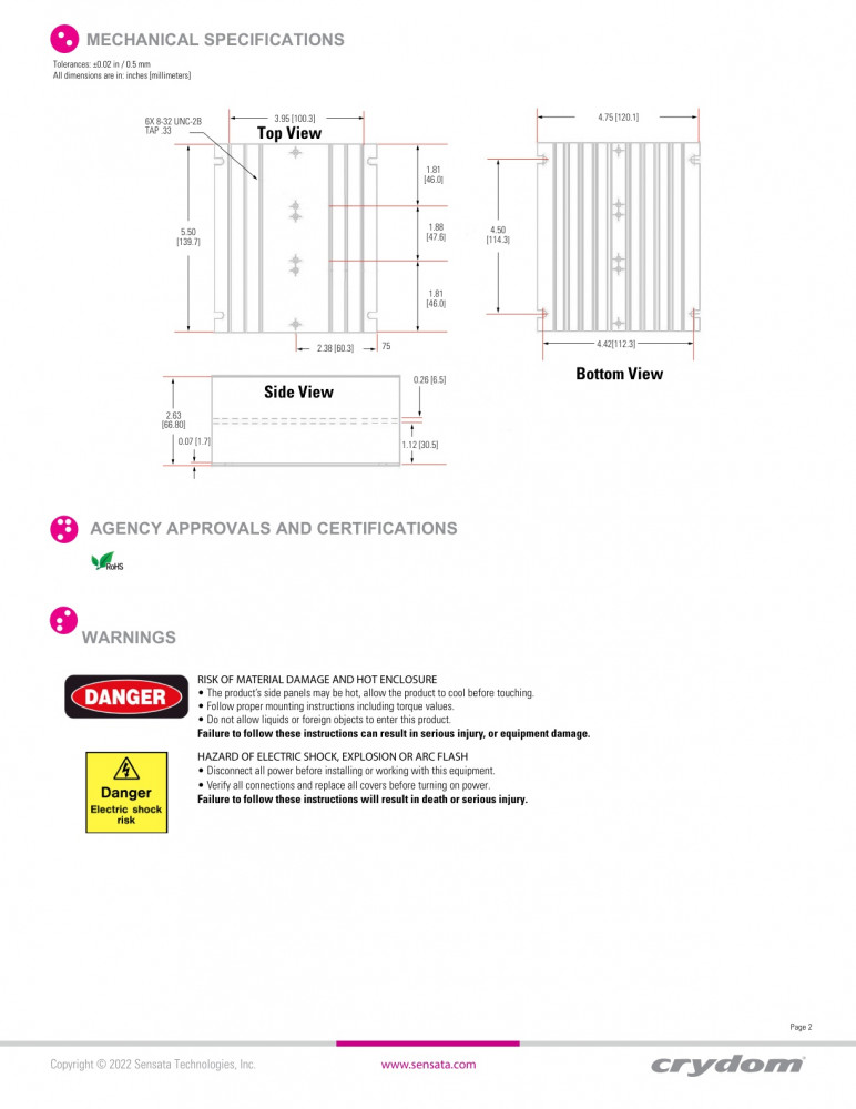 Sensata HS072 datasheet page 2