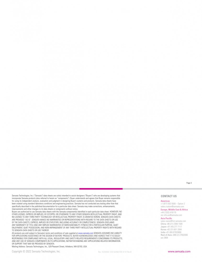 Sensata HS072 datasheet page 3