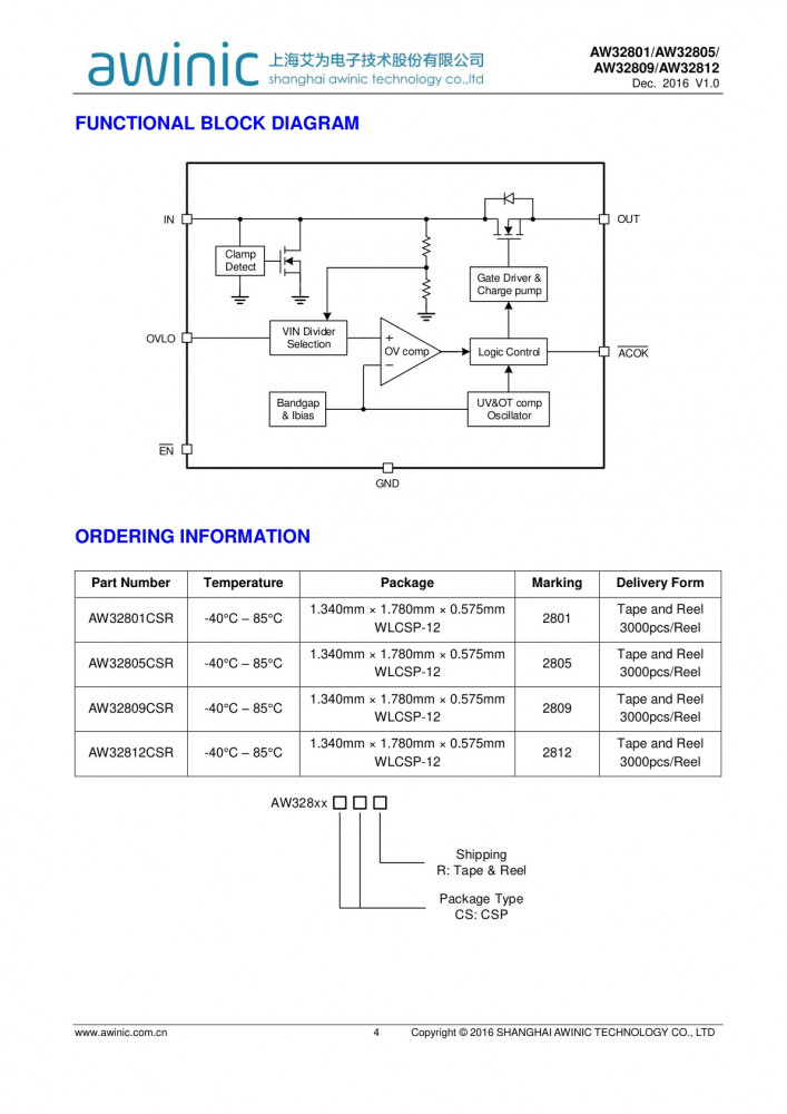 AW32812CSR technical document page 4