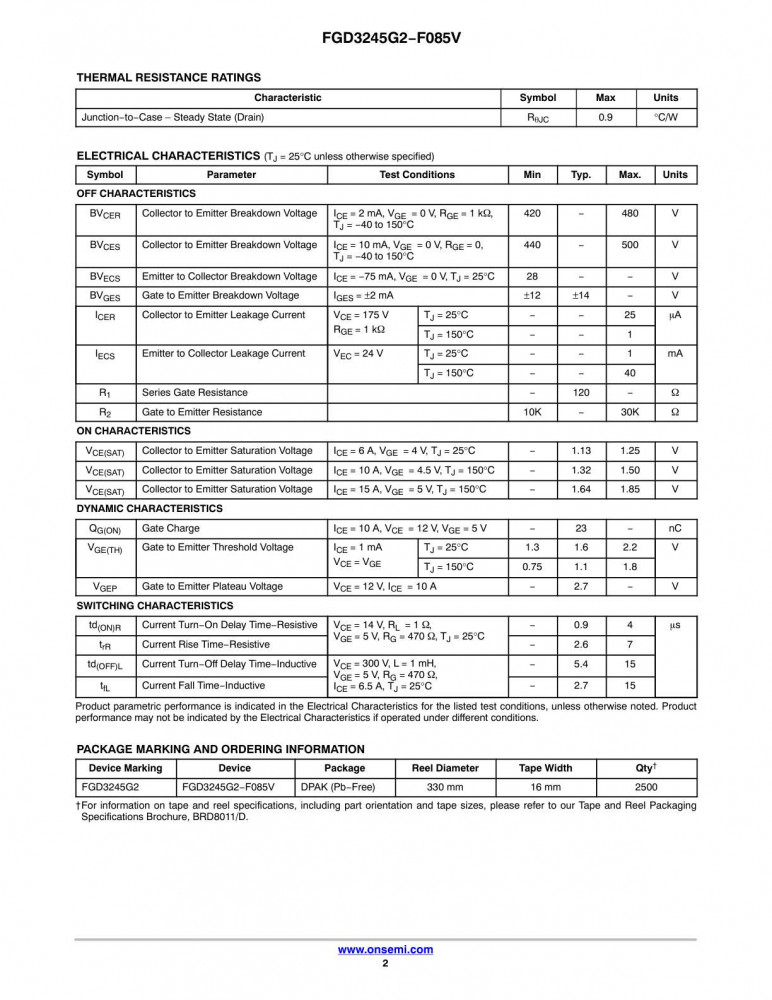 FGD3245G2-F085V datasheet page 2
