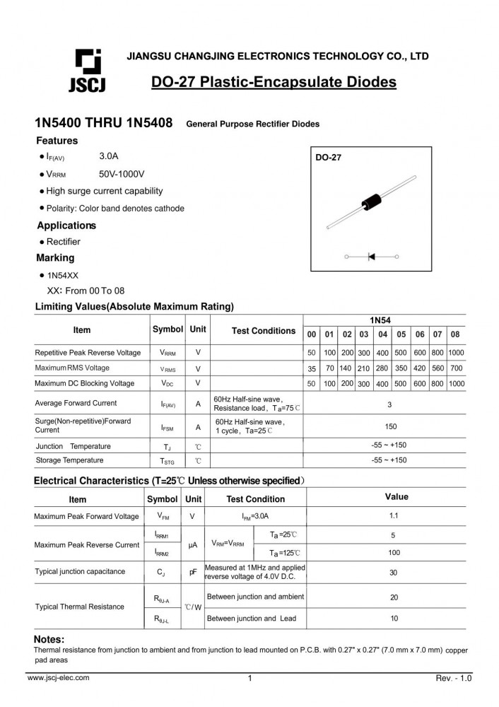 JSCJ 1N5408 datasheet page 1