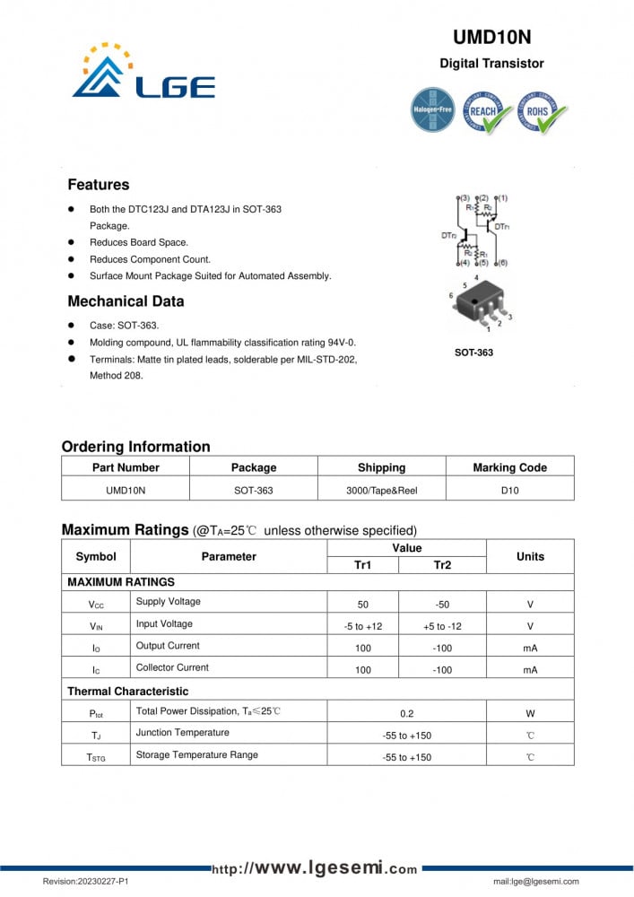 UMD10N datasheet page 1