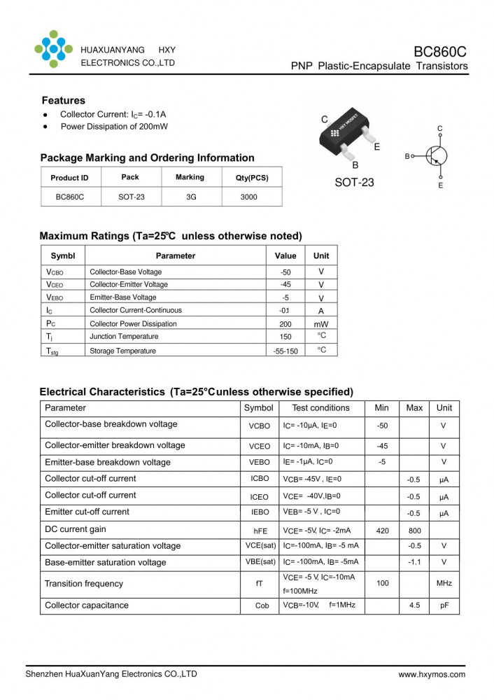 BC860C-HXY datasheet page 1