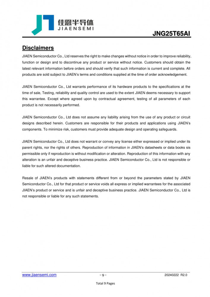 JNG25T65AI datasheet page 9