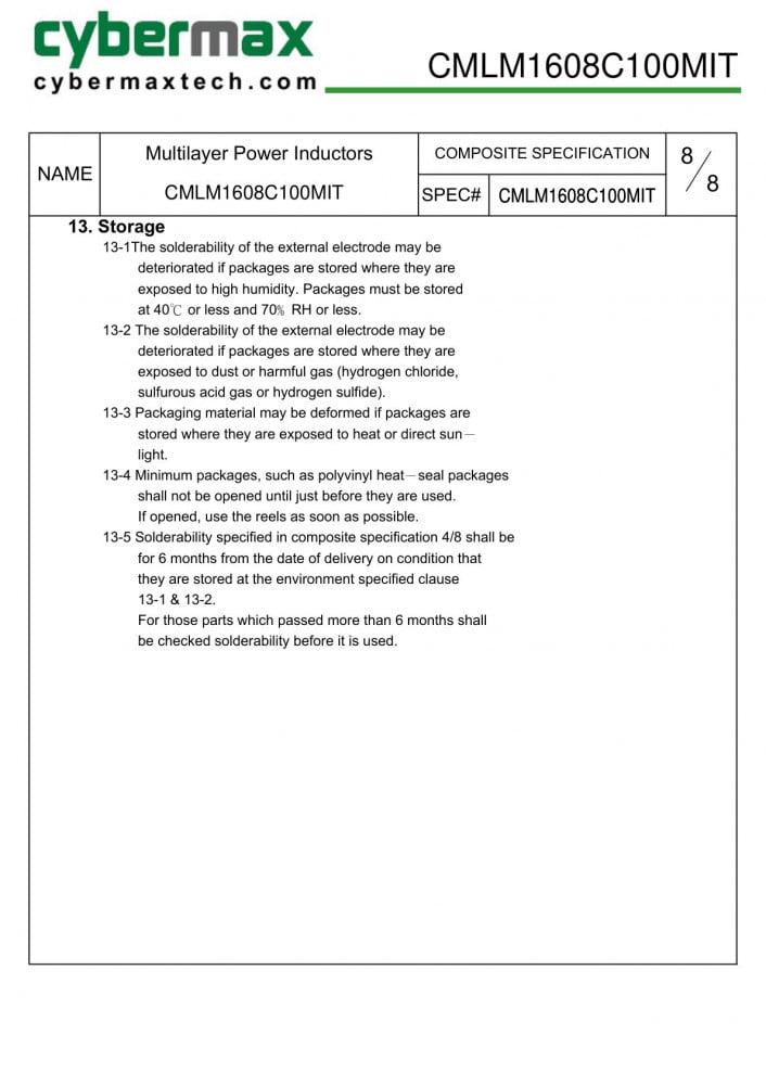 CMLM1608C100MIT datasheet page 8