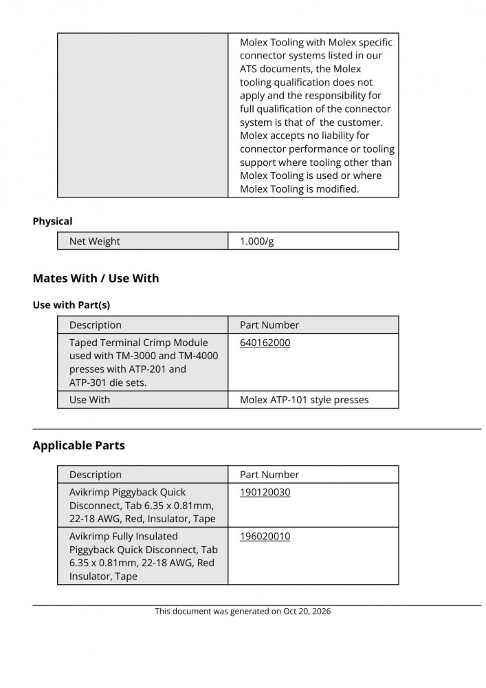 Technical document page 3 for MOLEX 198002150