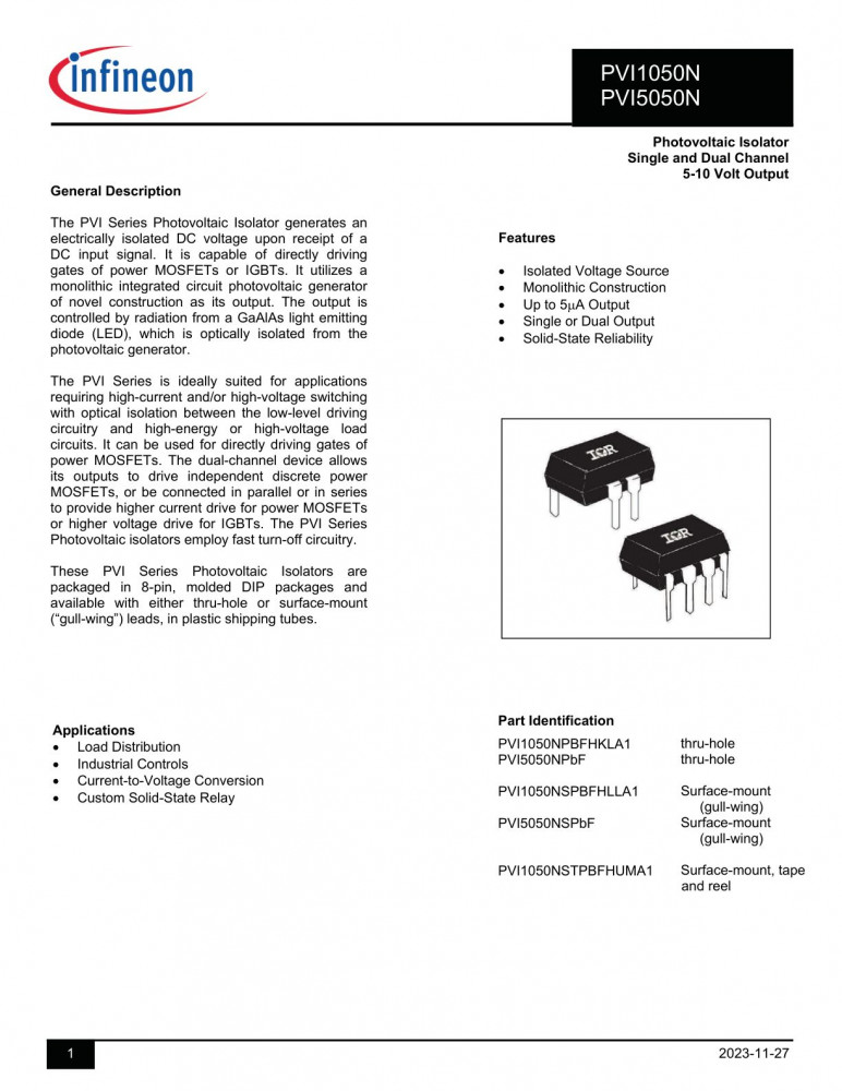 PVI5050N technical document page 1
