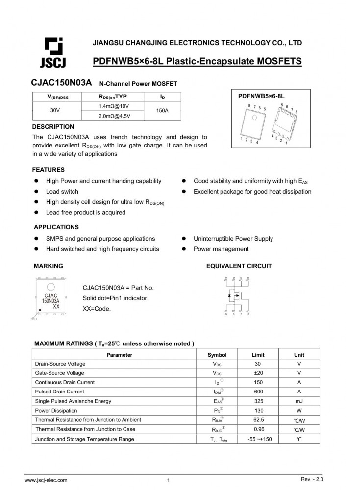 CJAC150N03A datasheet page 1