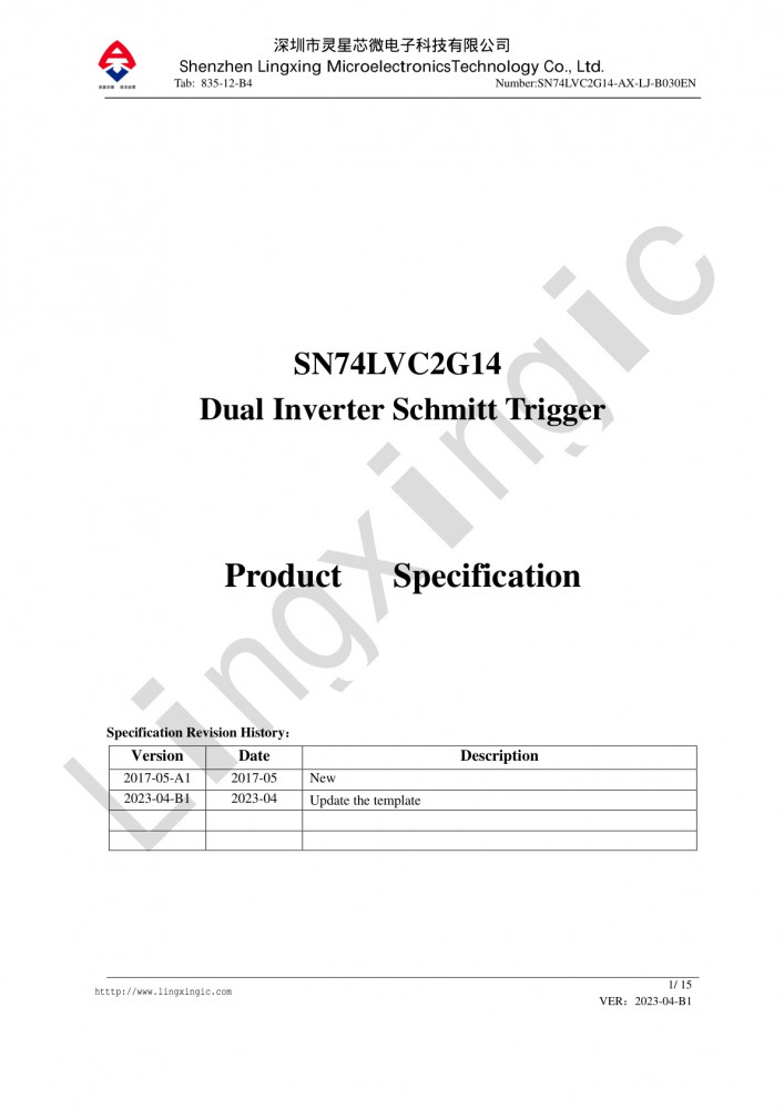 SN74LVC2G14 datasheet page 1