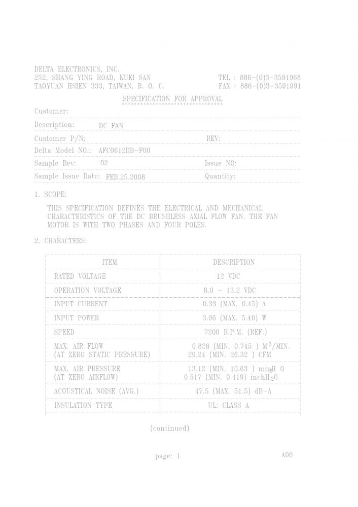 AFC0612DB-F00 specification page 2
