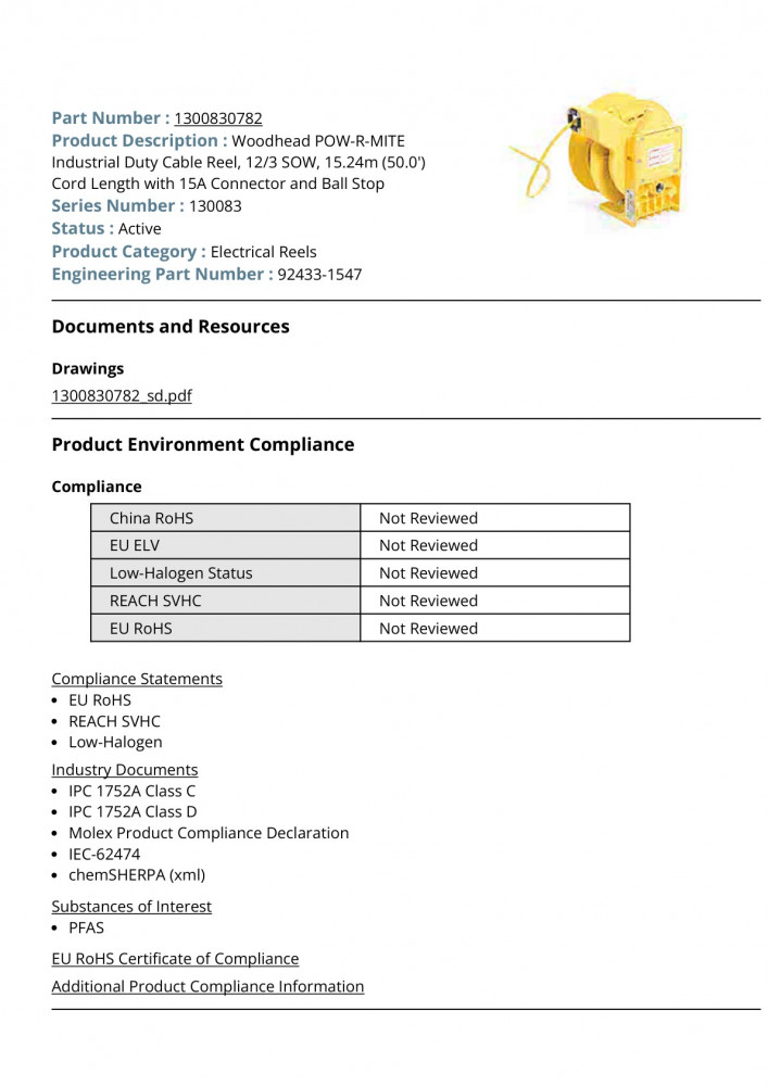 MOLEX 130083-0782 product drawing page 1