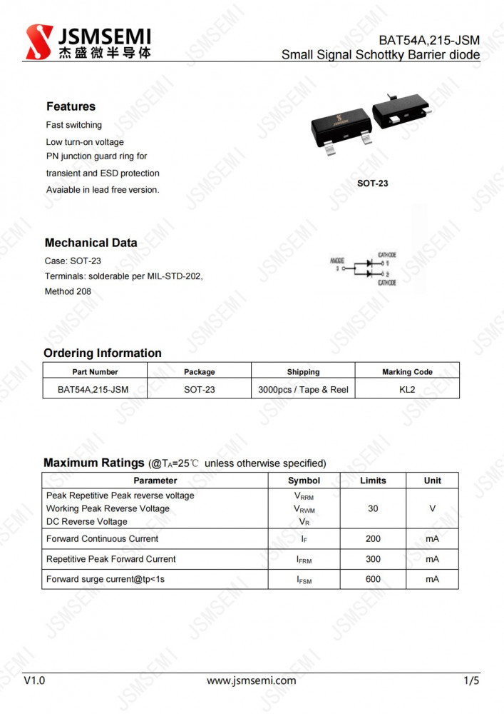 BAT54A,215-JSM datasheet page 1