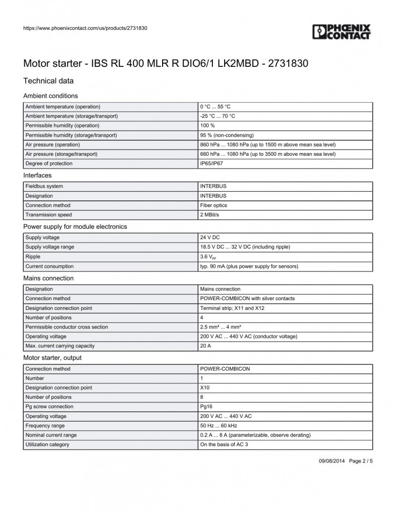 Phoenix Contact 2731830 technical document page 2