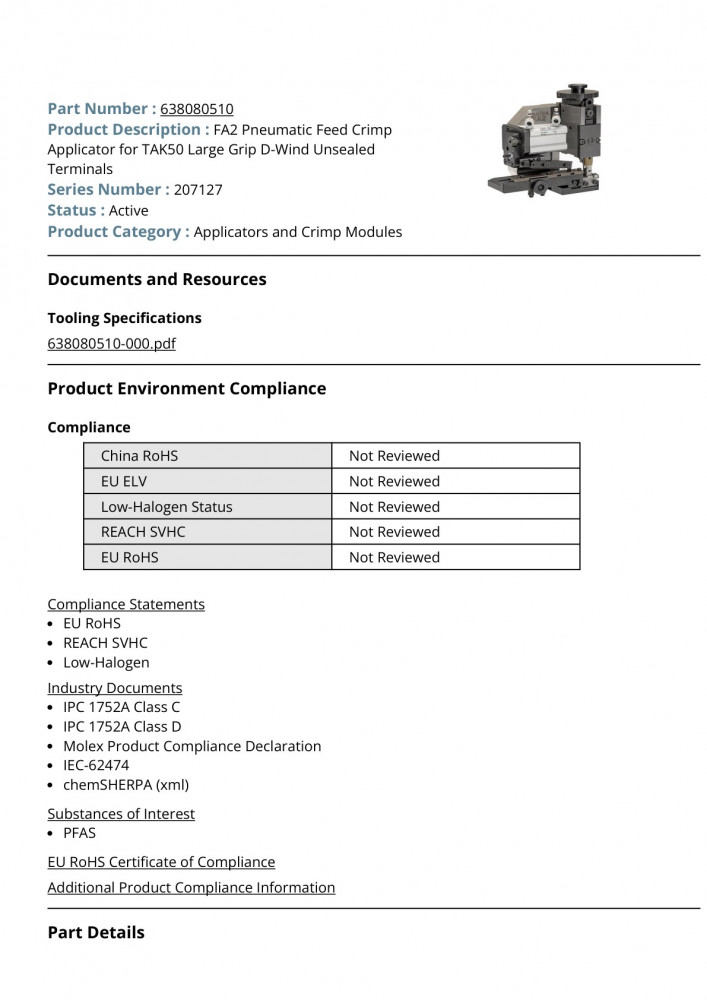 638080510 tooling specification, page 1
