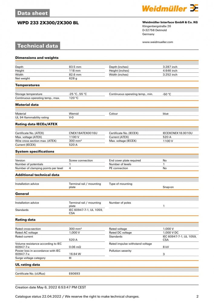 WEIDMULLER WPD 233 documentation page 2
