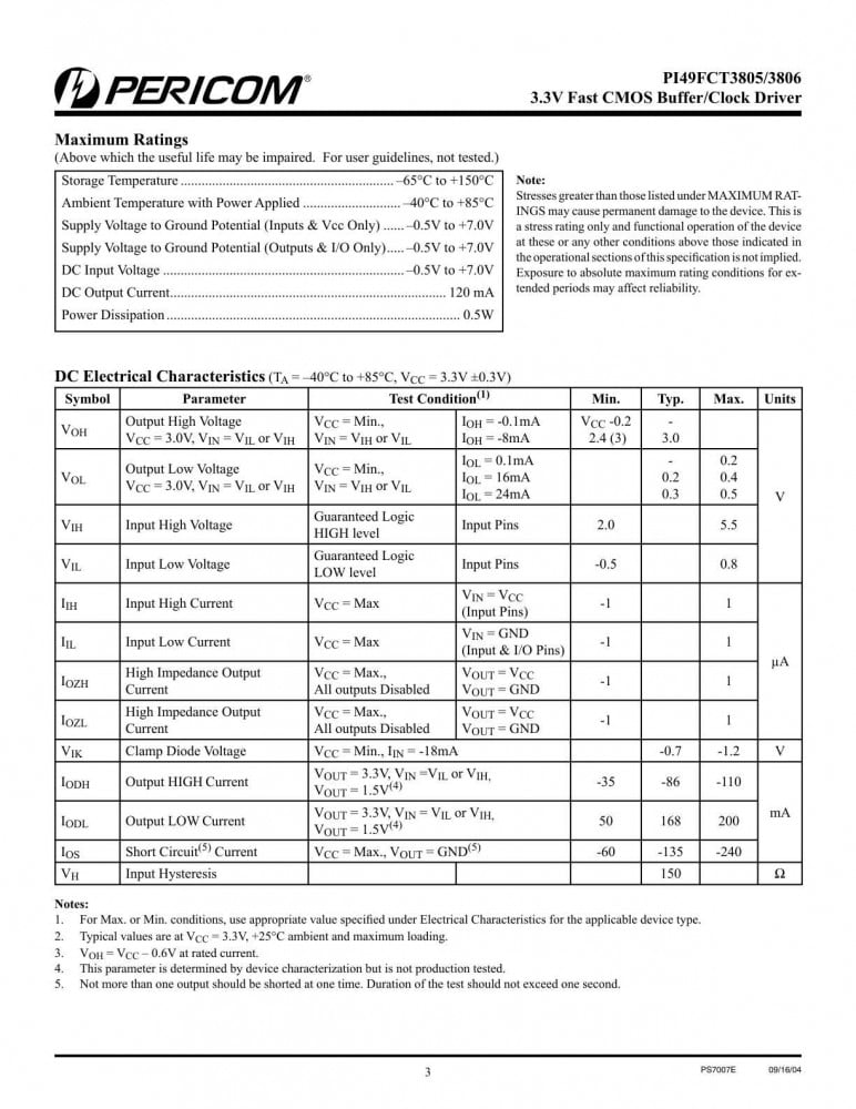 PI49FCT3805AQEX datasheet page 3
