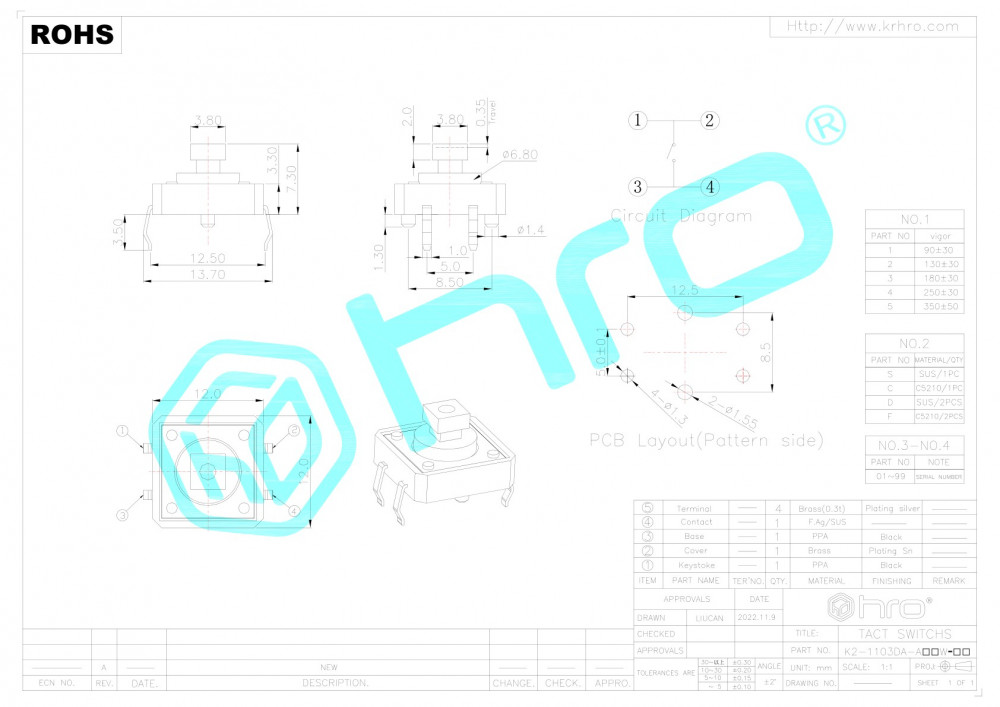 K2-1103DA-A4SW-04 technical drawing page 1