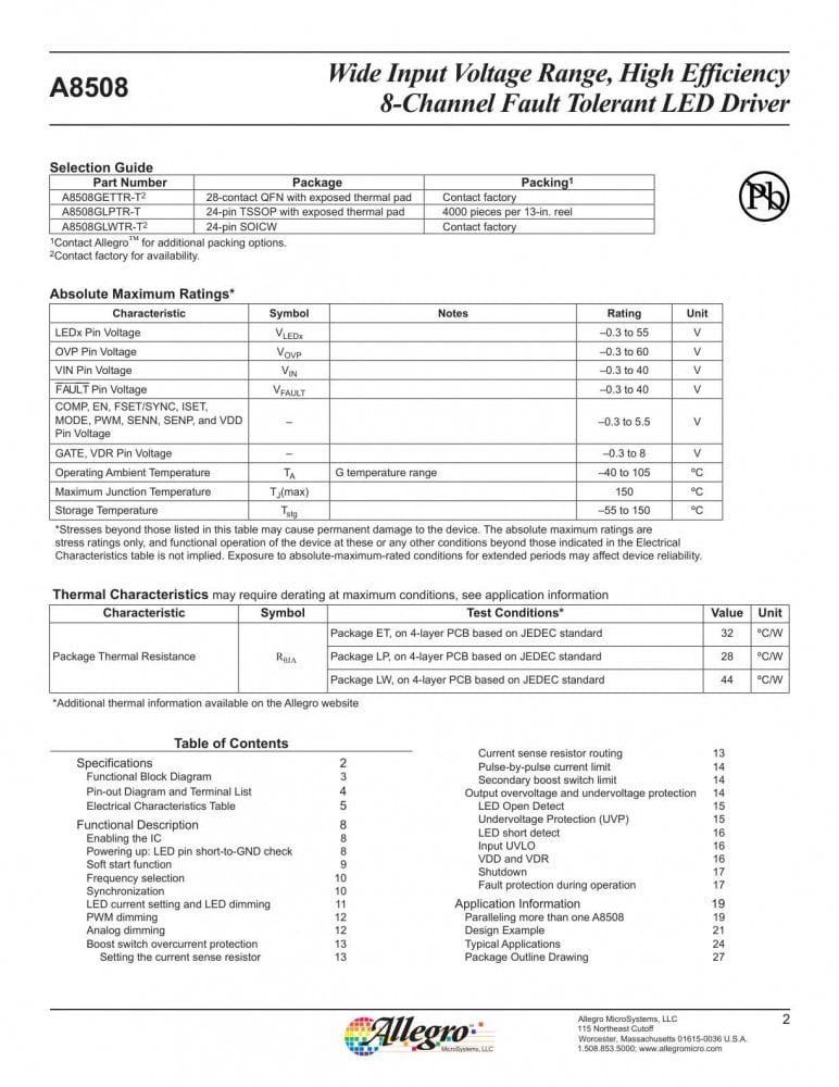 A8508 datasheet page 2