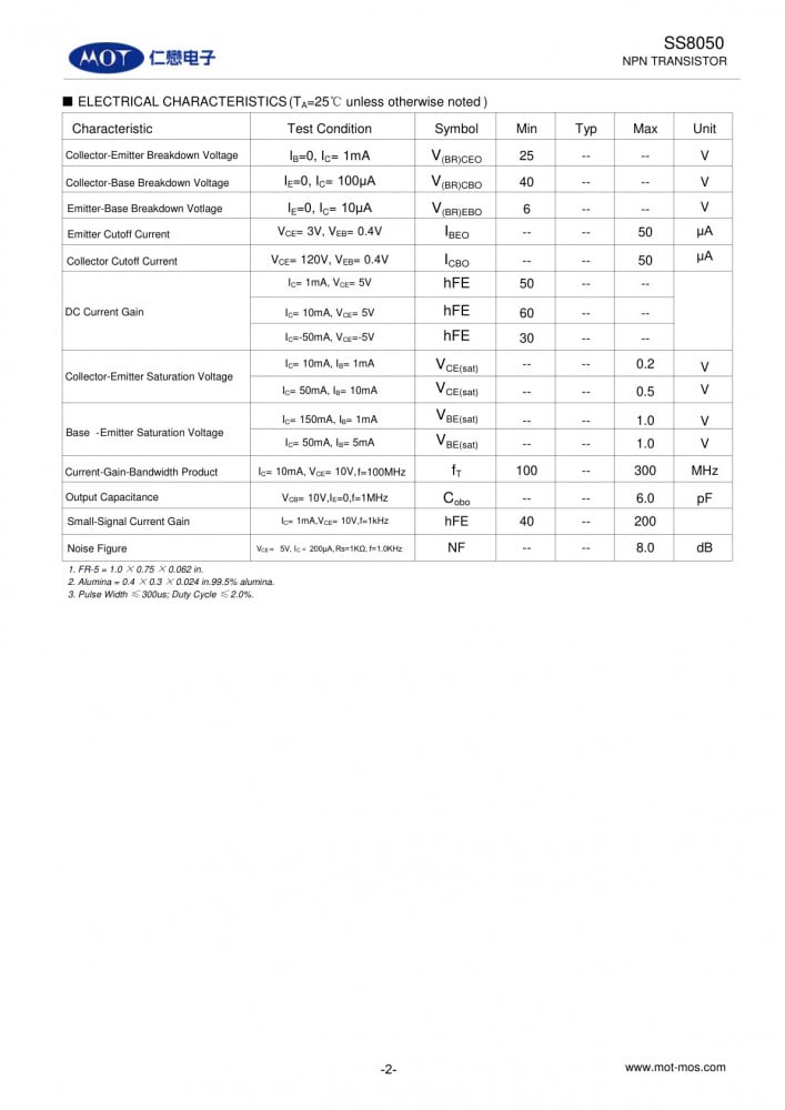 SS8050/Y1 technical document page 2