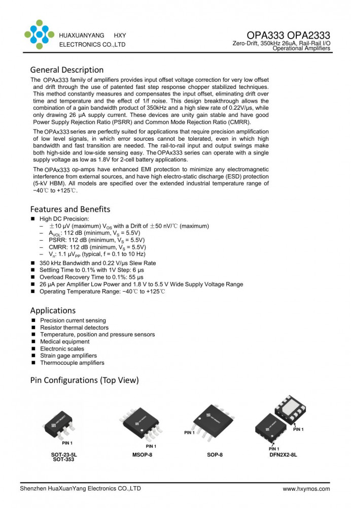 OPA333 technical document page 1