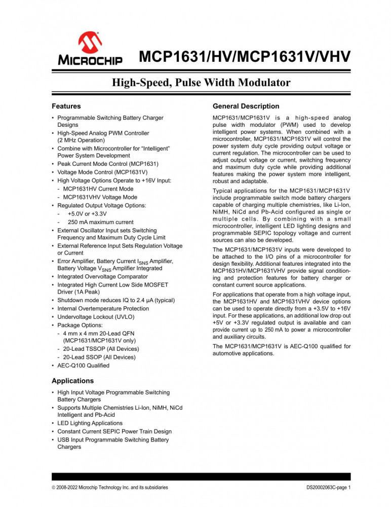 MCP1631V document page 1