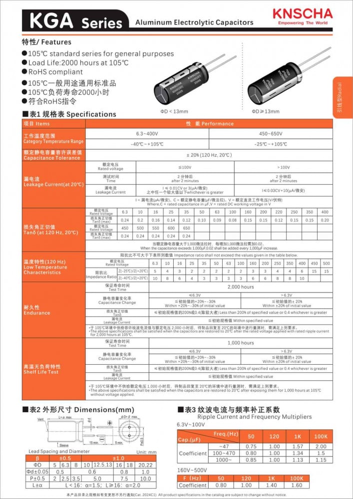 KNSCHA KGA series specifications page 2