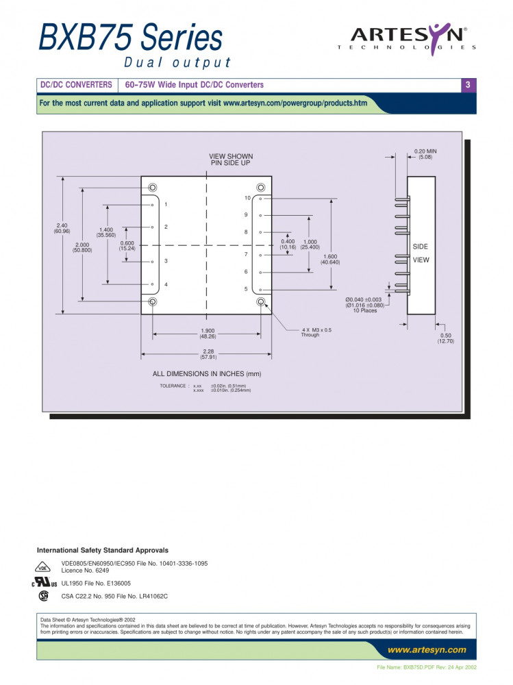 BXB75-48D3V3-2V5FL datasheet page 3
